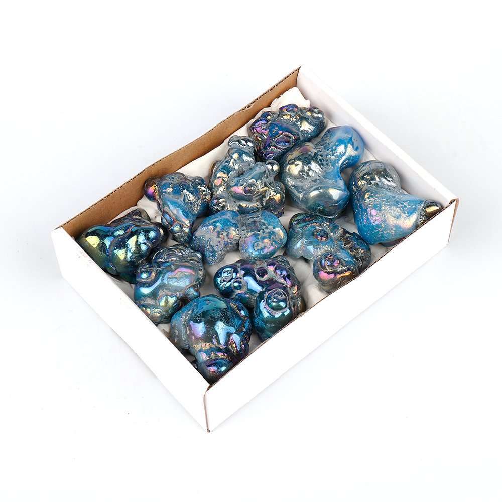 Mini Crystal Tray Aura Bubble Agate- Blue – Carolina Trading